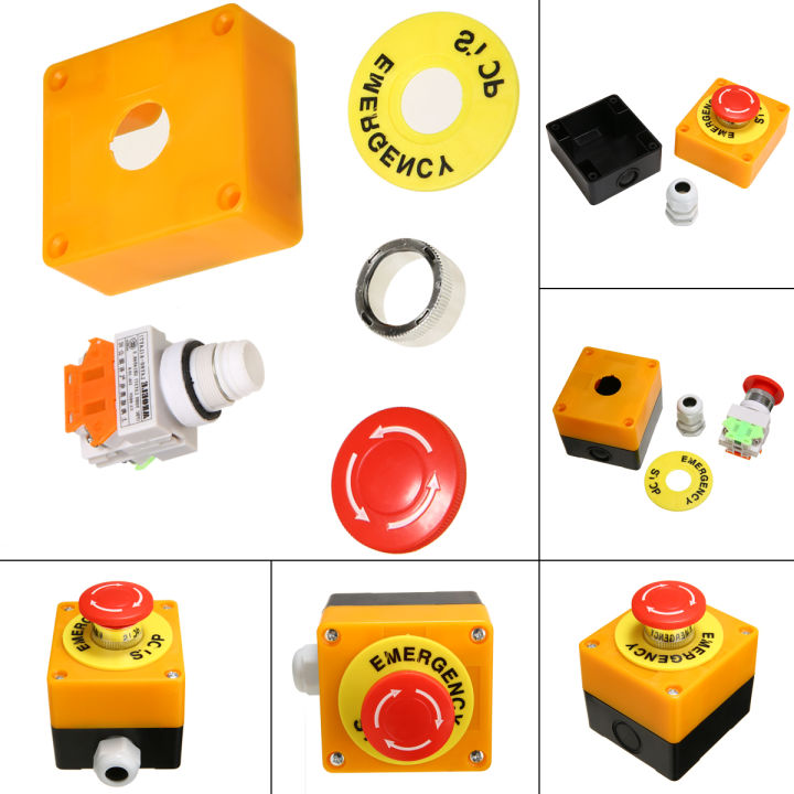 Emergency Stop Push Button Switch,1 NC Waterproof IP65 Red Sign ...