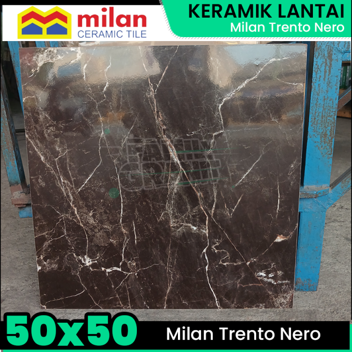 Keramik Lantai 50x50 Milan Trento Nero Motif Marmer Super Glossy | Lazada Indonesia