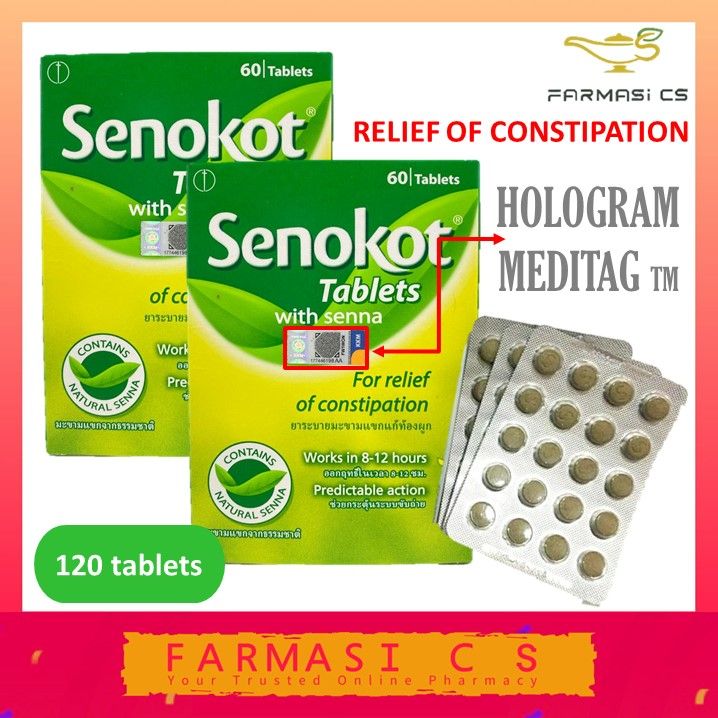Senokot Tablets with Senna 60 tablets x 2 boxes (TWIN) EXP:01/2027 ...