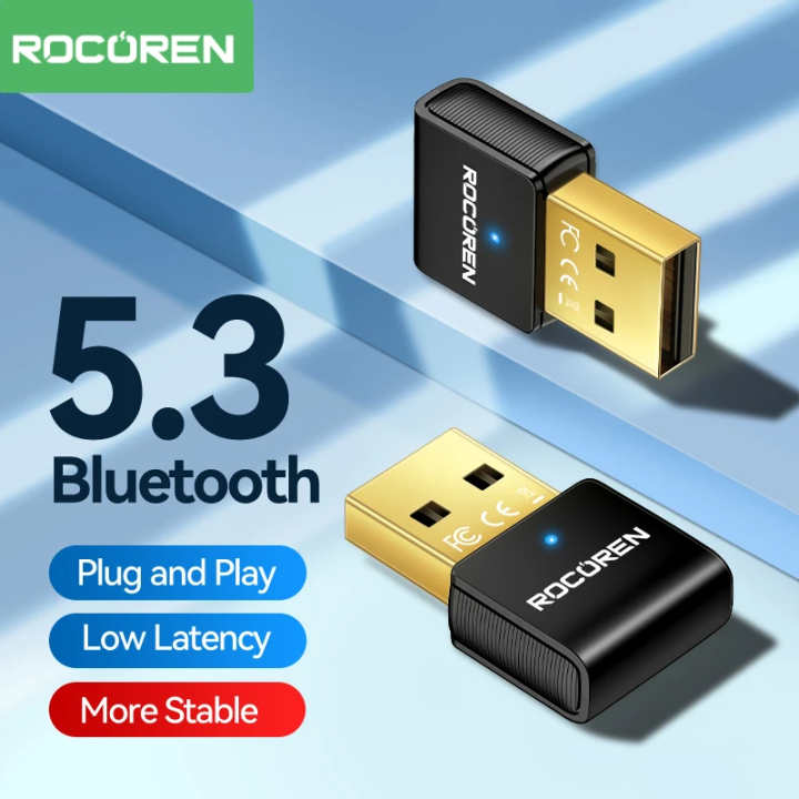 Rocoren อะแดปเตอร์ยูเอสบีไร้สาย5.3ตัวรับสัญญาณบลูทูธตัวรับส่งสัญญาณ ...