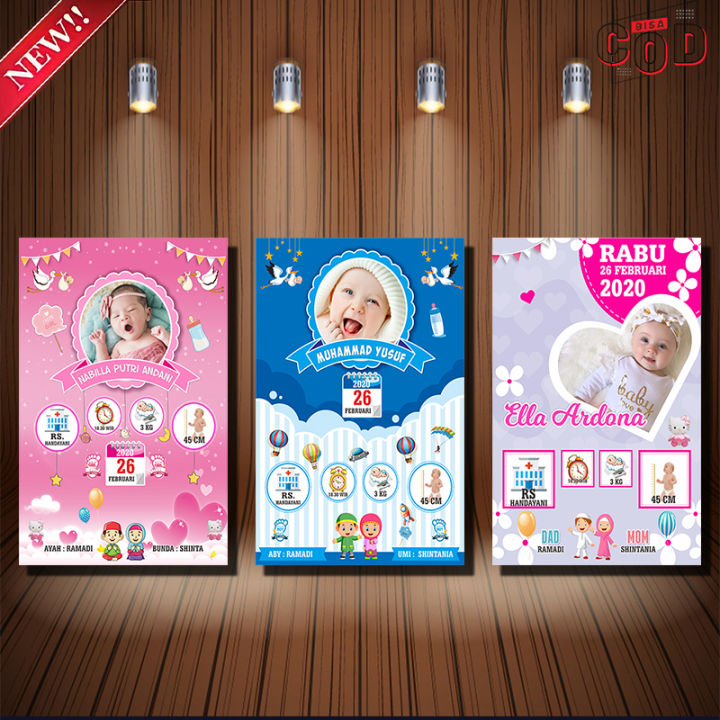 WALL DECOR Biodata Bayi Bingkai 20x30 cm / Hiasan Dinding Biodata Bayi ...