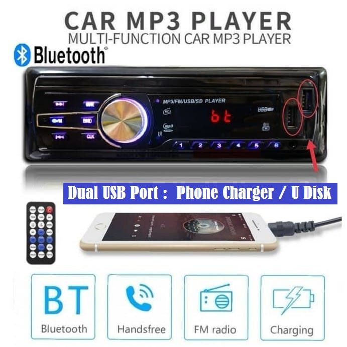 Car Radio Bluetooth USB Receiver Car Stereo Player Bluetooth Car Audio Player Bluetooth Car MP3 ...