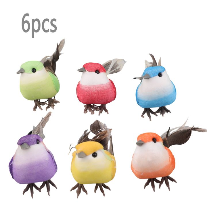Lifelike Fake Feathered Birds for Christmas Tree Woodland Decor Set 6 ...
