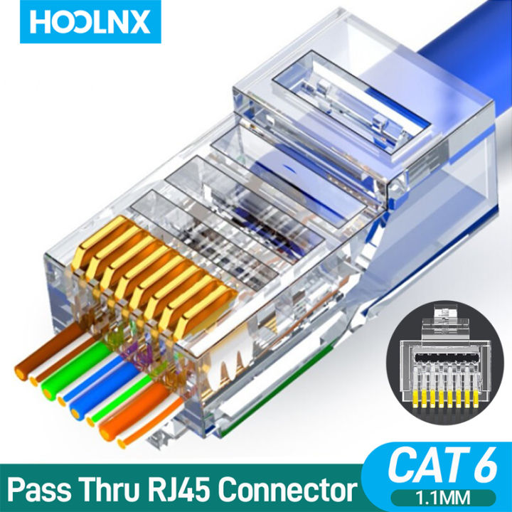 HOOLNX Pass Through RJ45 Connectors, RJ45 CAT6A CAT6 Pass Through ...