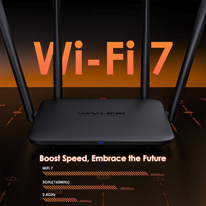WAVLINK BE3600 Wi-Fi 7 Router, Dual Band Gaming Router with MLO, 4096 ...