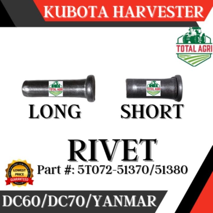 Rivet Short/Long (Cutting Blade) Kubota Yanmar Harvester DC60 DC70 AW70 ...