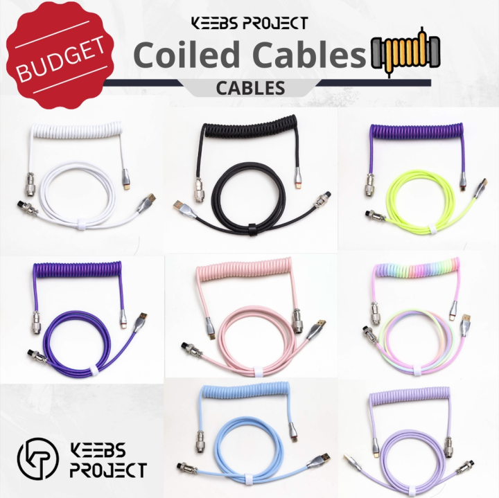 Custom Coiled Cable for mechanical keyboard Type C | white cable black ...