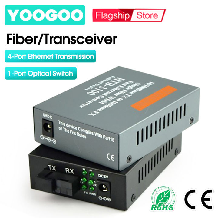 YOOGOO 1 Pasang 10 / 100Mbps Converter Fiber Optik RJ45 Single Mode ...