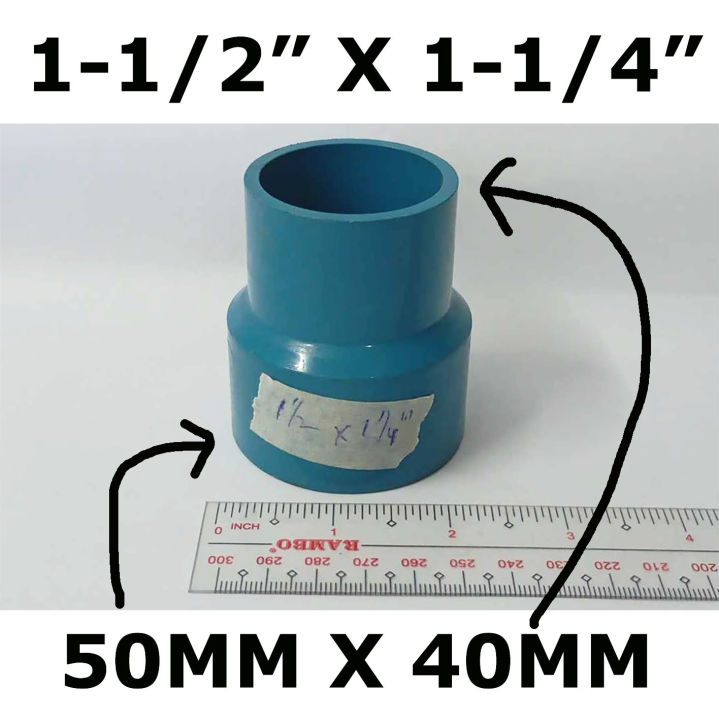 PVC BELL REDUCER 50MM X 40MM BLUE FOR CLEAN WATER ------------- PVC COUPLING REDUCER 1-1/2" X 1 ...