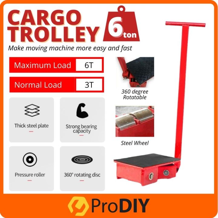 6TON Cargo Trolley With Handle 360° Rotation Mover Transport Steel ...