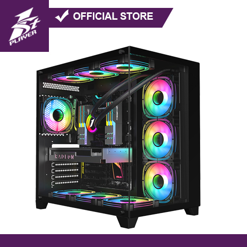 1STPLAYER MEGAVIEW MV8-TP GAMING CASE W/TG FRONT & SIDE/DUAL CHAMBER ...