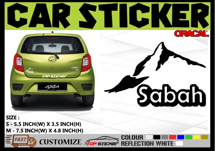 GUNUNG SABAH CAR STICKERS STICKER KERETA NEGERI SABAH | Lazada
