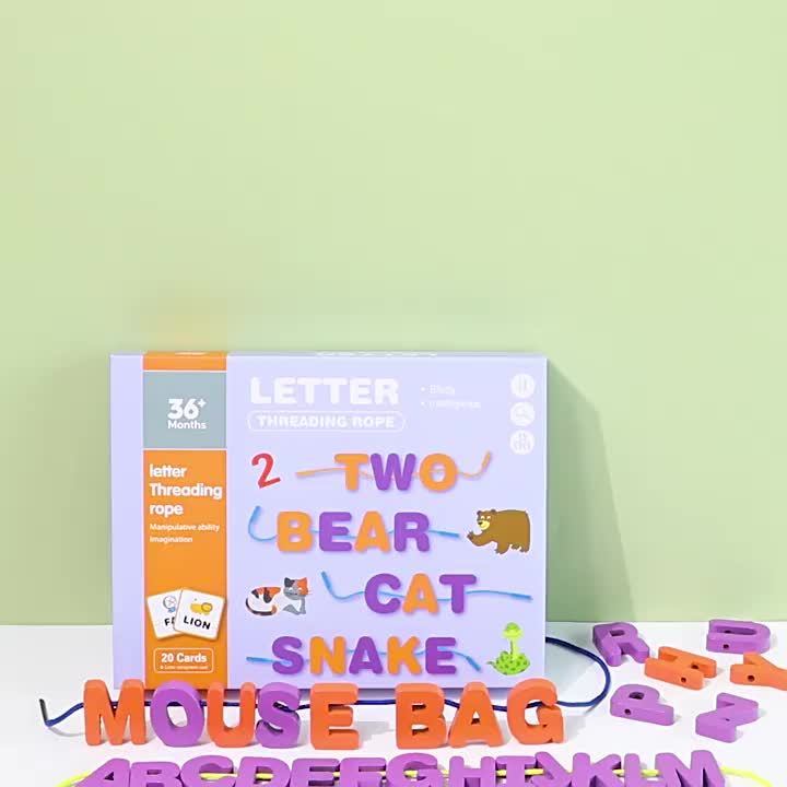 cpc ce Children's Wooden Alphabet Word Beads String Game Early ...