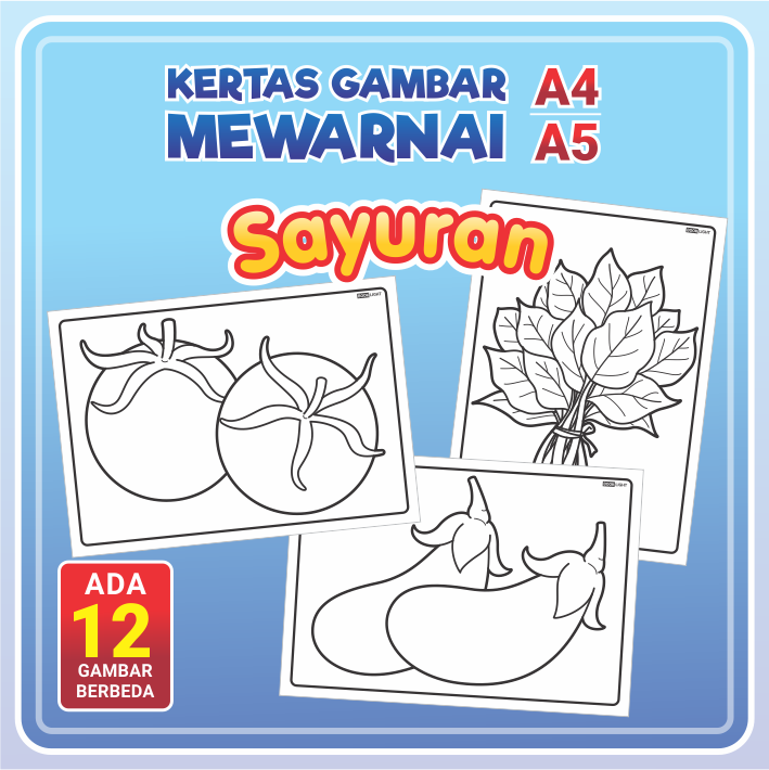 Kertas Gambar Mewarnai A4 / A5 - SAYURAN / Coloring Sheet Anak PAUD TK ...
