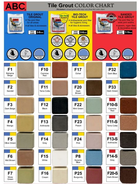 ABC Tile Grout Original 2kg, Tile Gap Filler (Many Colors Available ...