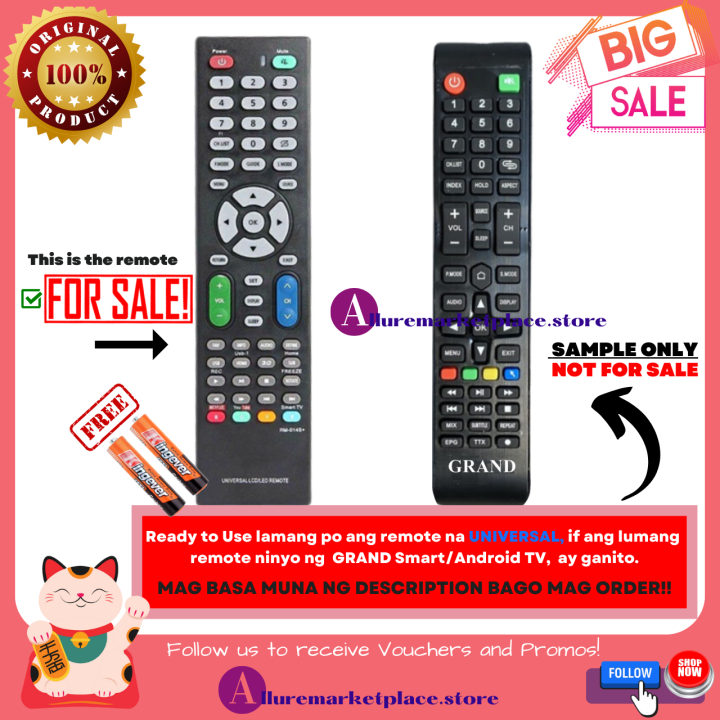 Ready to Use Universal TV Remote Control for GRAND Smart TV ANDROID ...