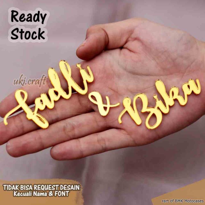 Sepasang Nama Akrilik Mirror Gold Cutting Letter Mirror Gold Chipboard ...