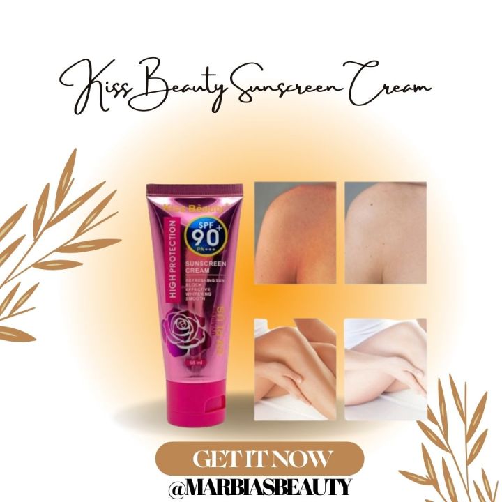 Authentic Kiss Beauty Sunscreen Cream spf 90+ high protection UV PLUS 60ml Skincare Facial Skin ...