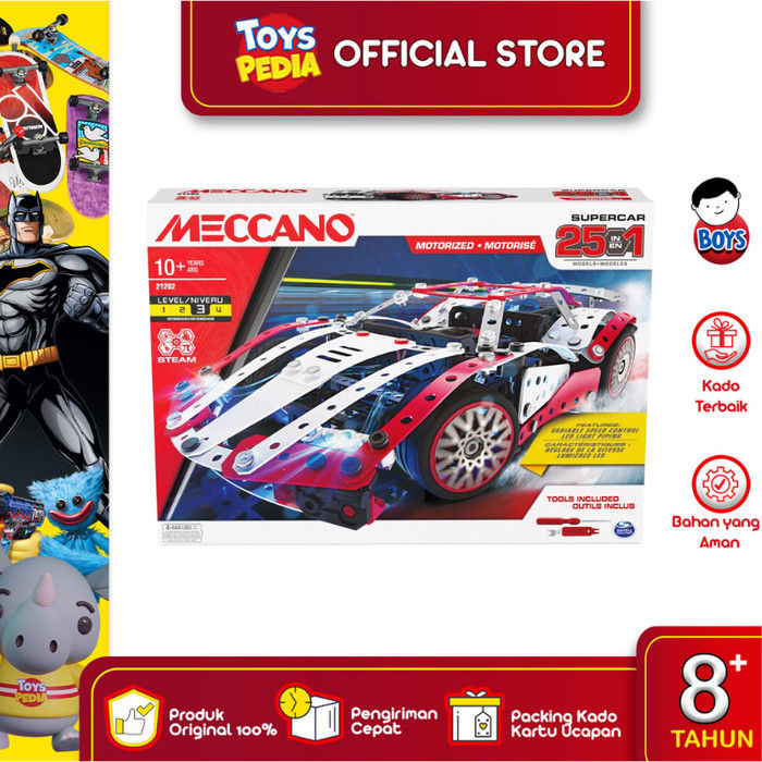 Mainan MECCANO Engineering & Robotics Motorized Supercar 25 in 1 Model ...