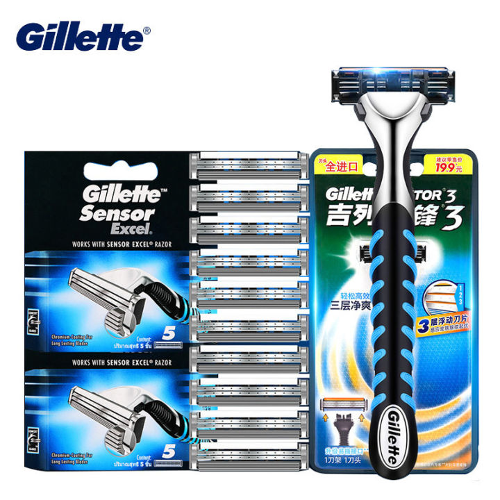 Gillette Sensor Excel Men's Razor Blades Double Edges Replacement Heads ...