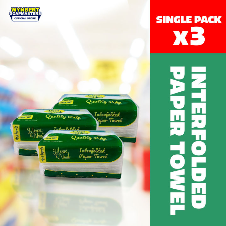 Clean and Neat Interfolded Paper Towel 3Pid Sulit Pack! 3 Packs of 100% ...