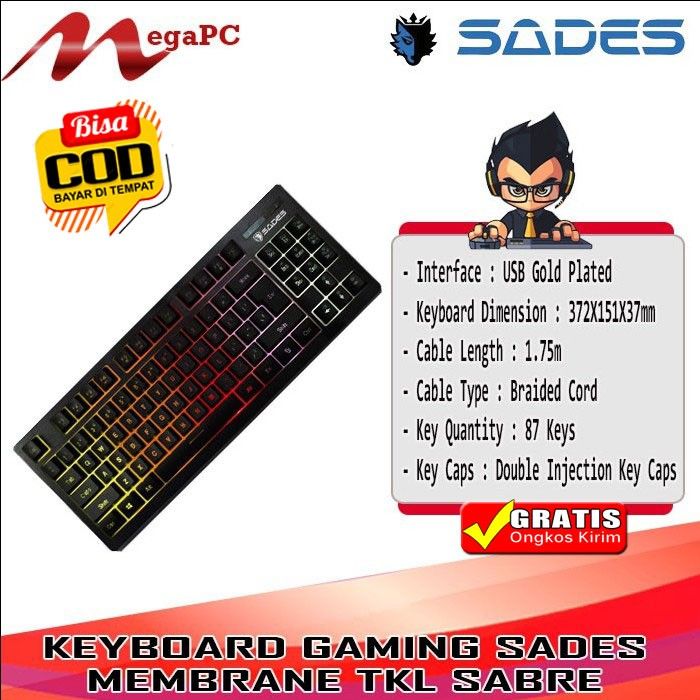 Keyboard Gaming Sades Membrane TKL Sabre | Lazada Indonesia