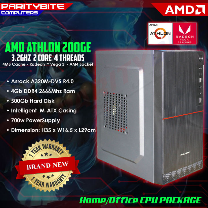 Home/Office CPU Package AMD Athlon 200GE 3.2GHZ w/ Asrock A320M-DVS R4 ...
