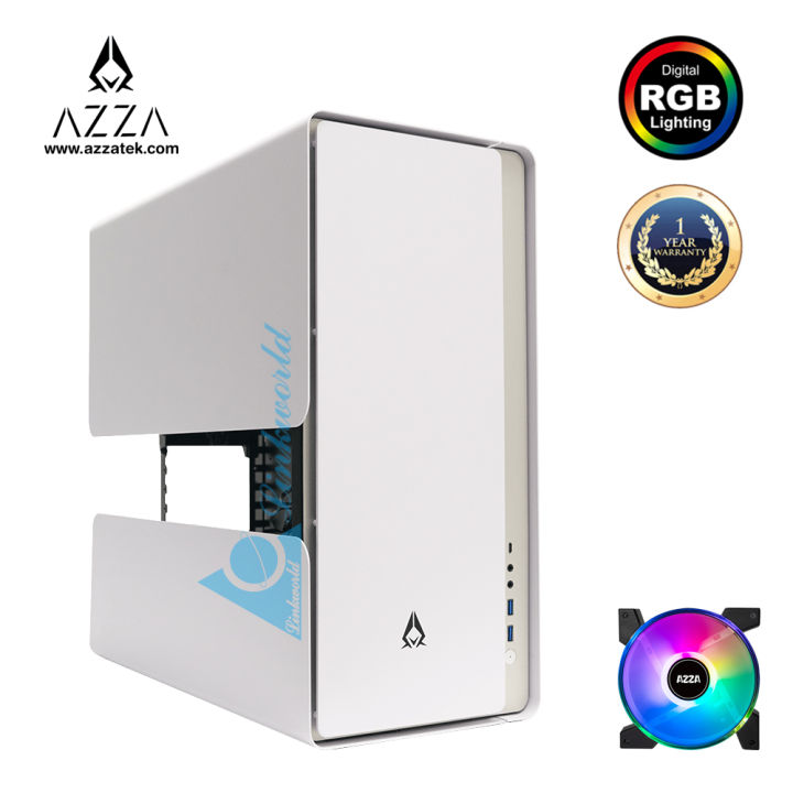 AZZA Unique ATX Mid Tower Aluminum ARGB Cast 808W - White | Lazada.co.th
