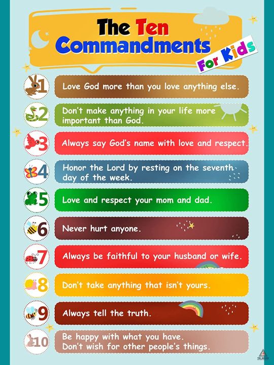 Ten Commandments Poster for Kids Children Classroom Wall Art | Lazada