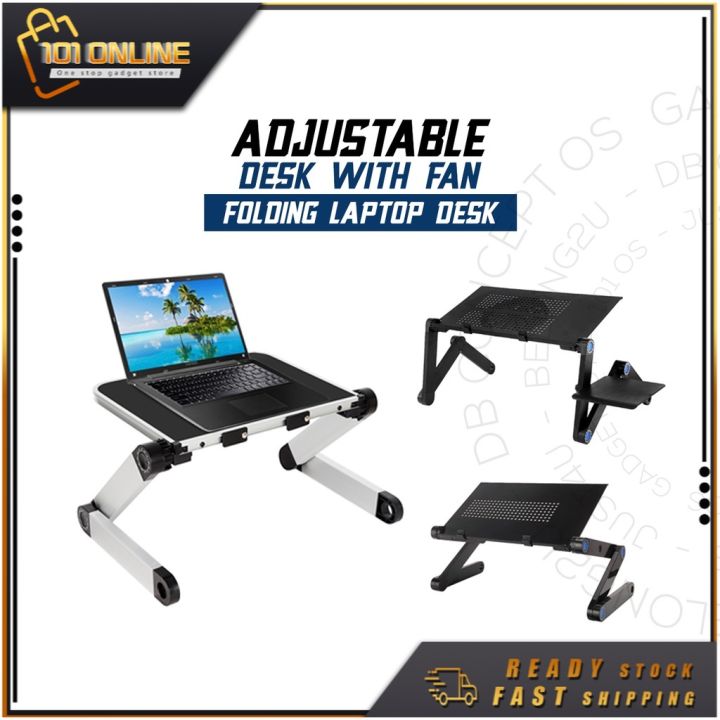 ADJUSTABLE FOLDING LAPTOP STAND DESK WITH FAN FOLDABLE DESKS FOR ...