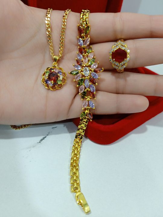 SET BATU CANTIK WARNA WARNI EMAS SUASA 375 / 18K | Lazada