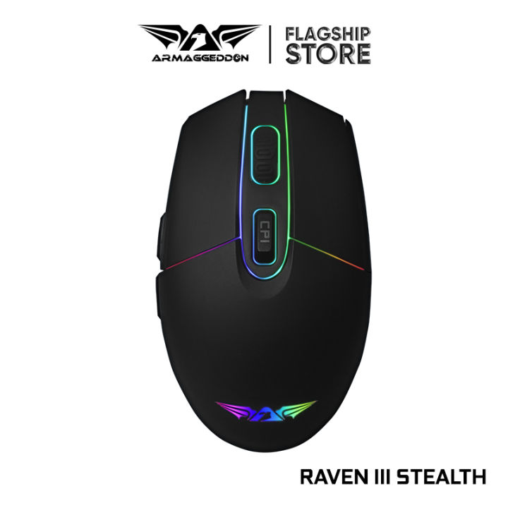 Armaggeddon Grumman Raven-III Stealth RGB Silent Wired Gaming Mouse ...
