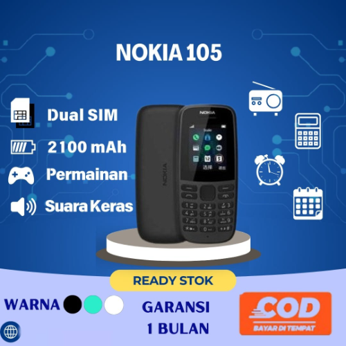 HANDPHONE NOKIA - HP NOKIA 105 (2017) DUAL SIM NEW FULLSET MURAH ...