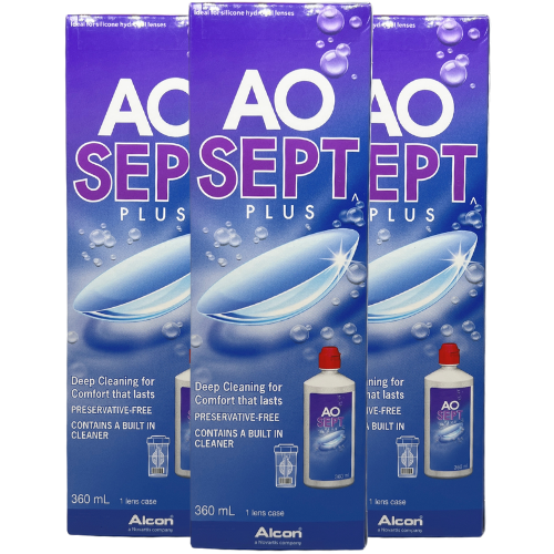 (Pack of 2, July'25 Expiry) Alcon AOSEPT Plus Cleaning Sterile Disinfecting Contact Lens ...