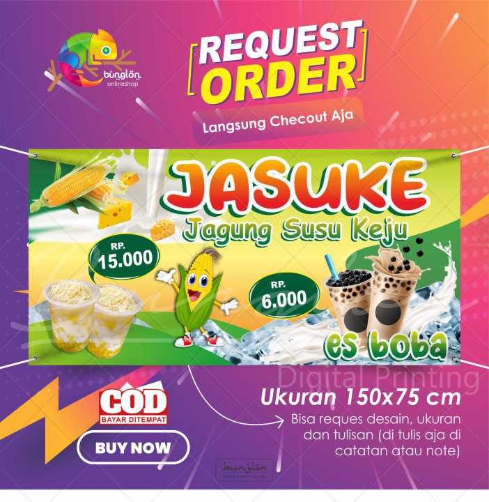 Size 150x75 Spanduk Jasuke, Banner Jagung Susu Keju | Lazada Indonesia
