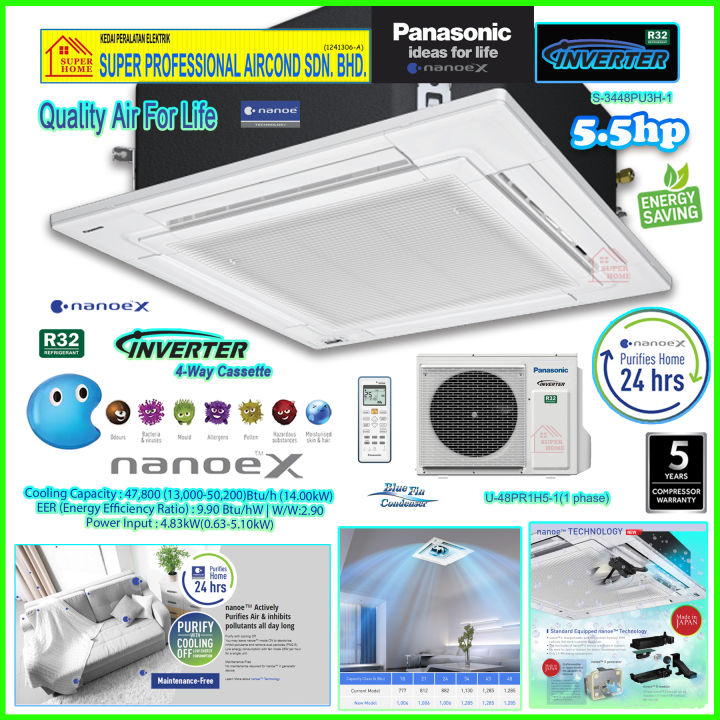 Panasonic R32 Ceiling Cassette Inverter Air Conditioners ((2.0hp - 5.0hp)) R32 Inverter Cassette ...
