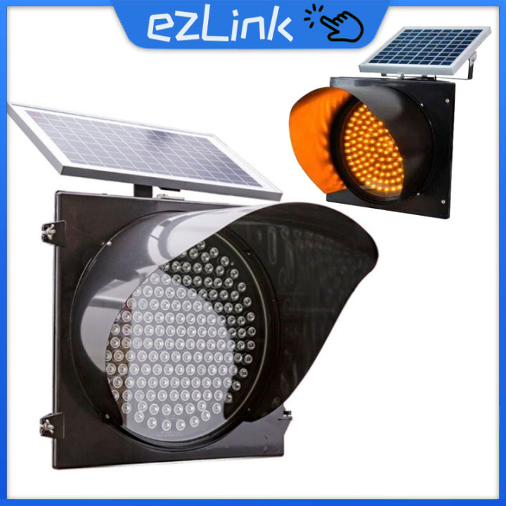 10W Wireless Solar Traffic Light LED Warning Light Yellow Red Flashing ...