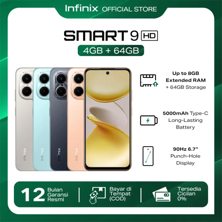 Infinix Smart 9 HD 4/64 – Up to 8 GB Extended RAM - 6.7" 90Hz Punch ...