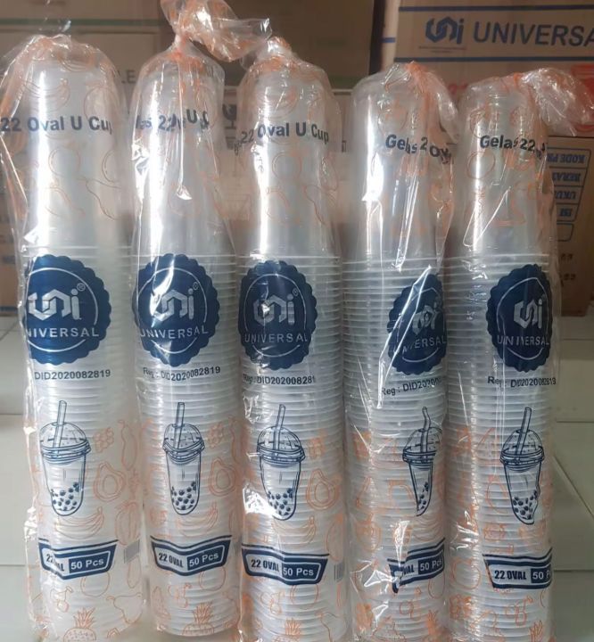 Gelas Plastik 22 OZ & 18 OZ Datar / Oval merk TipTop dan UNIVERSAL ...