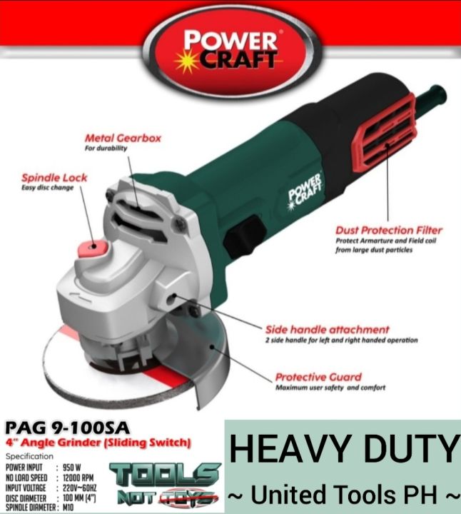 POWERCRAFT Electric Angle Grinder 4" 950- watts Sliding Switch HEAVY ...