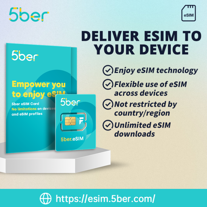 5ber การ์ด ESIM | ส่ง ESIM ไปยังสมาร์ทโฟน | ดาวน์โหลด ESIM และประเทศไม่จำกัดจำนวน | พรีเมียม ...