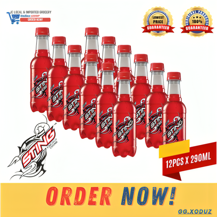 1 Case STING Strawberry Energy Drink 290ml x 12 bottles - expiry June ...