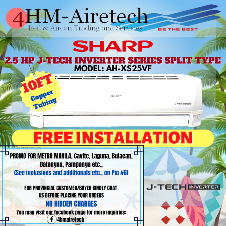 FOURHM SHARP Aircon 2.5 HP Wall Mounted Split Type J-Tech Inverter (AH ...