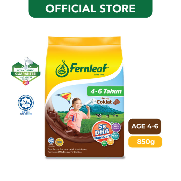 Fernleaf 4 - 6 years Kids Milk Formula Powder Chocolate 850g | Lazada