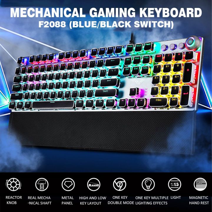 AULA F2088/F2068 104 keys USB Wired Pro Keyboard LED Backlit Gaming ...