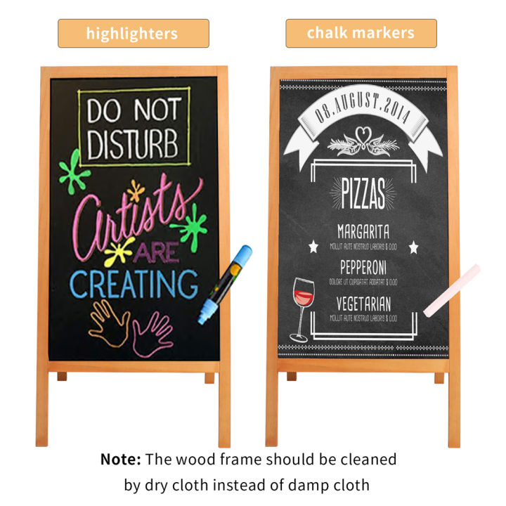 WISFOR Large 100X50 cm A-Frame Blackboard Wooden Magnetic Advertising ...