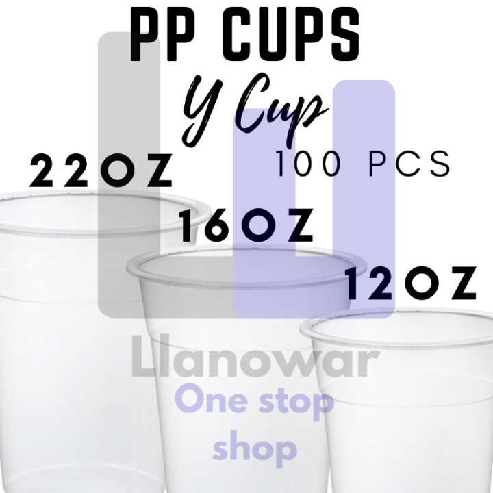 PP Cups Y cup 100pcs Y360, Y500, Y700 for MilkTea, Shakes, Frappe and ...