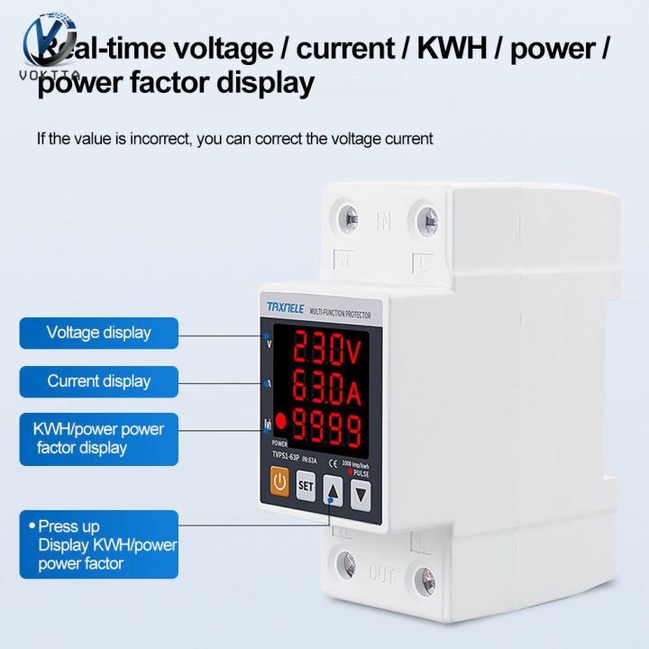 VOKTTA AC Current Protector 230V 63A Intelligent Single Phase ...