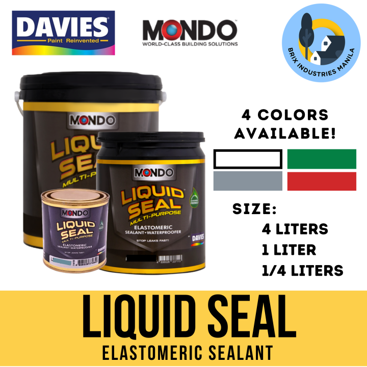 Mondo Liquid Seal Elastomeric Sealant Waterproofer Stop Leaks Fast 1/4L 1L 4L White Red Green ...