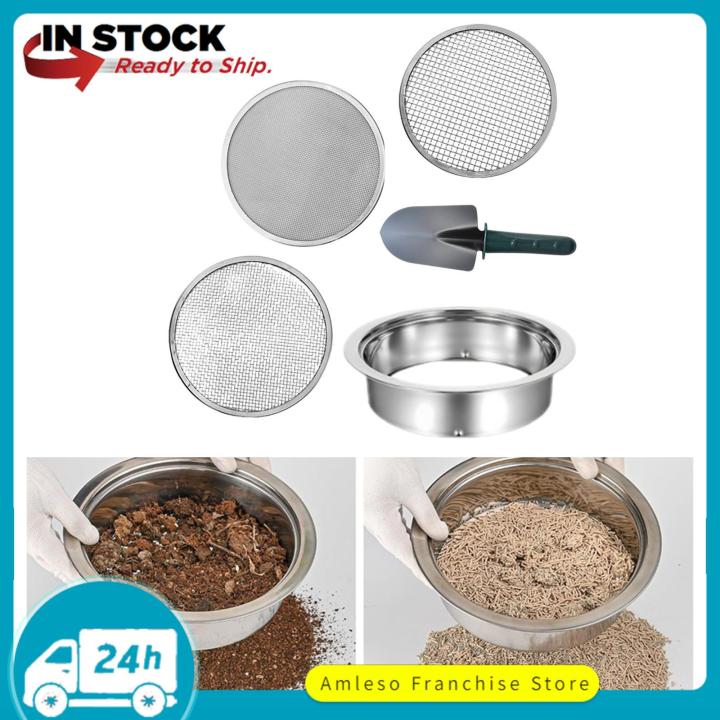 amleso Soil Sifter Set Garden Riddle Sieve Filtration Reusable Sifting ...
